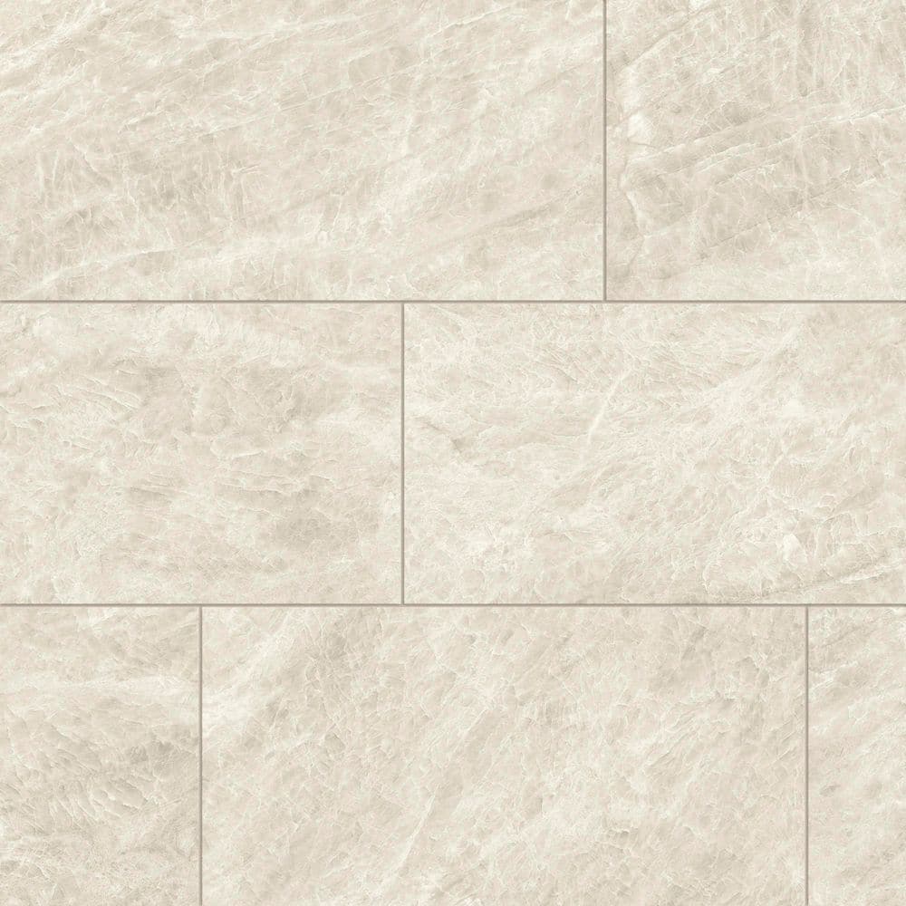 Corso Italia Taj Mahal Ivory Silk 12 in. x 24 in. Marble Look Porcelain ...