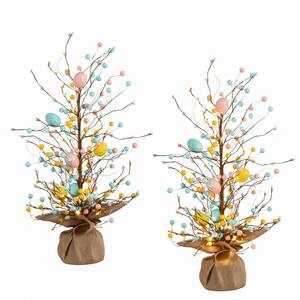 Nearly Natural 3 ft. Pre-Lit Artificial Easter Twig Tree with 40 Egg ...