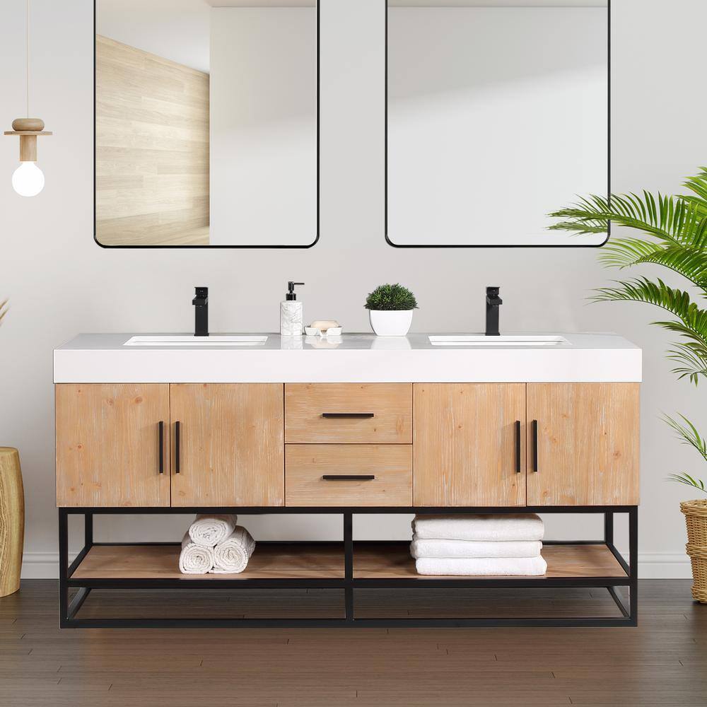 Altair Bianco 72 in. W x 22 in. D x 34 in . H Double Sink Bath Vanity ...