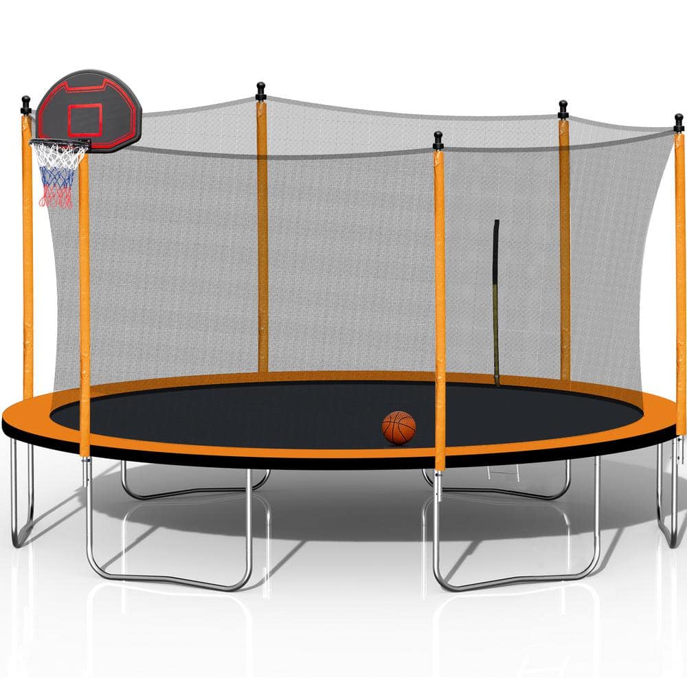 Sudzendf 15 ft. Trampoline with Basketball Hoop Inflator and Ladder ...