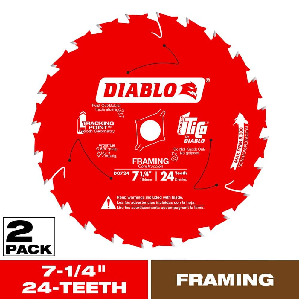 DIABLO Tracking Point 7-1/4 in. x 24-Tooth Framing Circular Saw Blade ...
