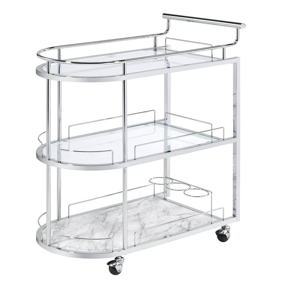 Acme Furniture Inyo Clear Glass and Chrome Serving Cart AC00161 - The ...