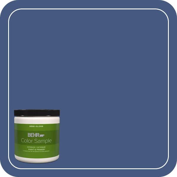 BEHR PREMIUM PLUS 8 oz. #M540-7 Optimum Blue Semi-Gloss Interior ...