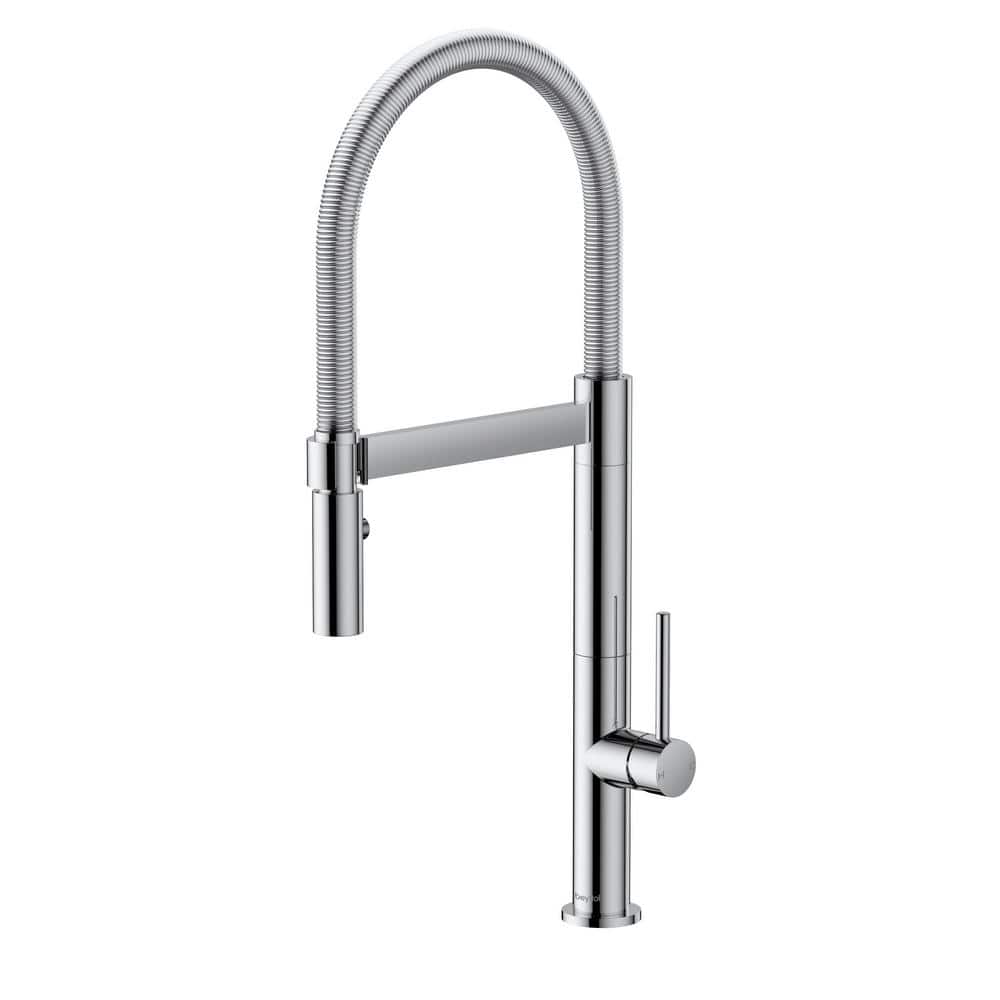 FLG Single Handle Pull Out Sprayer Kitchen Faucet Commercial Brass ...
