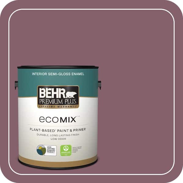 BEHR PREMIUM PLUS 1 gal. #BIC-35 Vintage Plum Semi-Gloss Enamel EcoMix ...