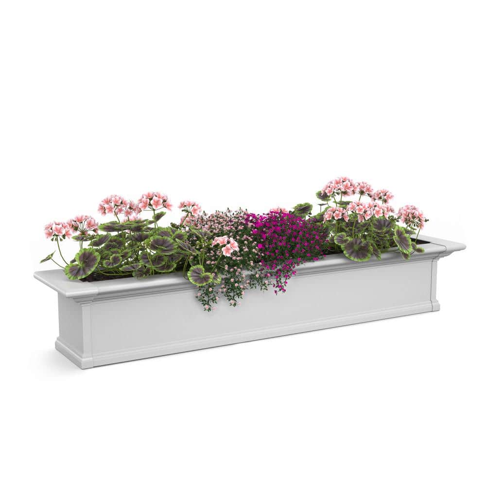 Mayne Yorkshire 48 in. x 12 in. Self Watering White Vinyl Window Box ...