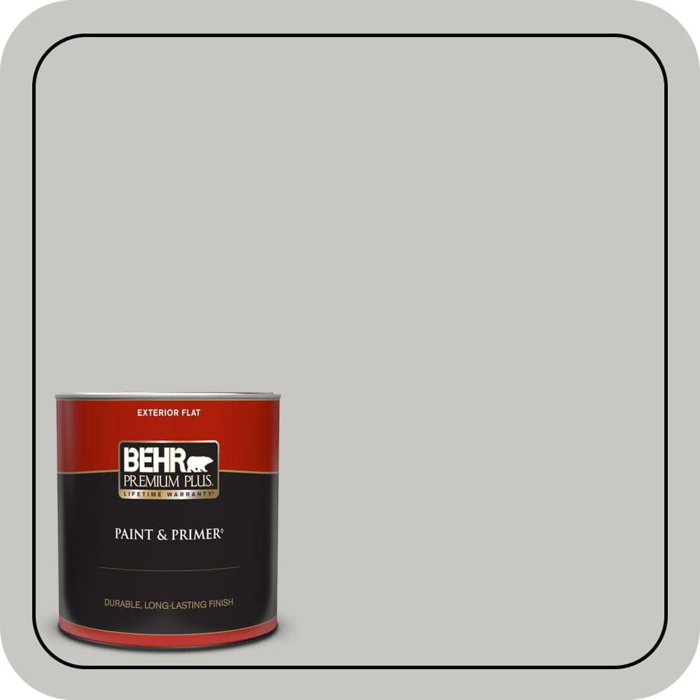 BEHR PREMIUM PLUS 1 qt. #MQ2-59 Silver City Flat Exterior Paint ...