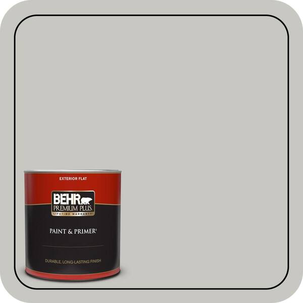 BEHR PREMIUM PLUS 1 qt. #MQ2-59 Silver City Flat Exterior Paint ...