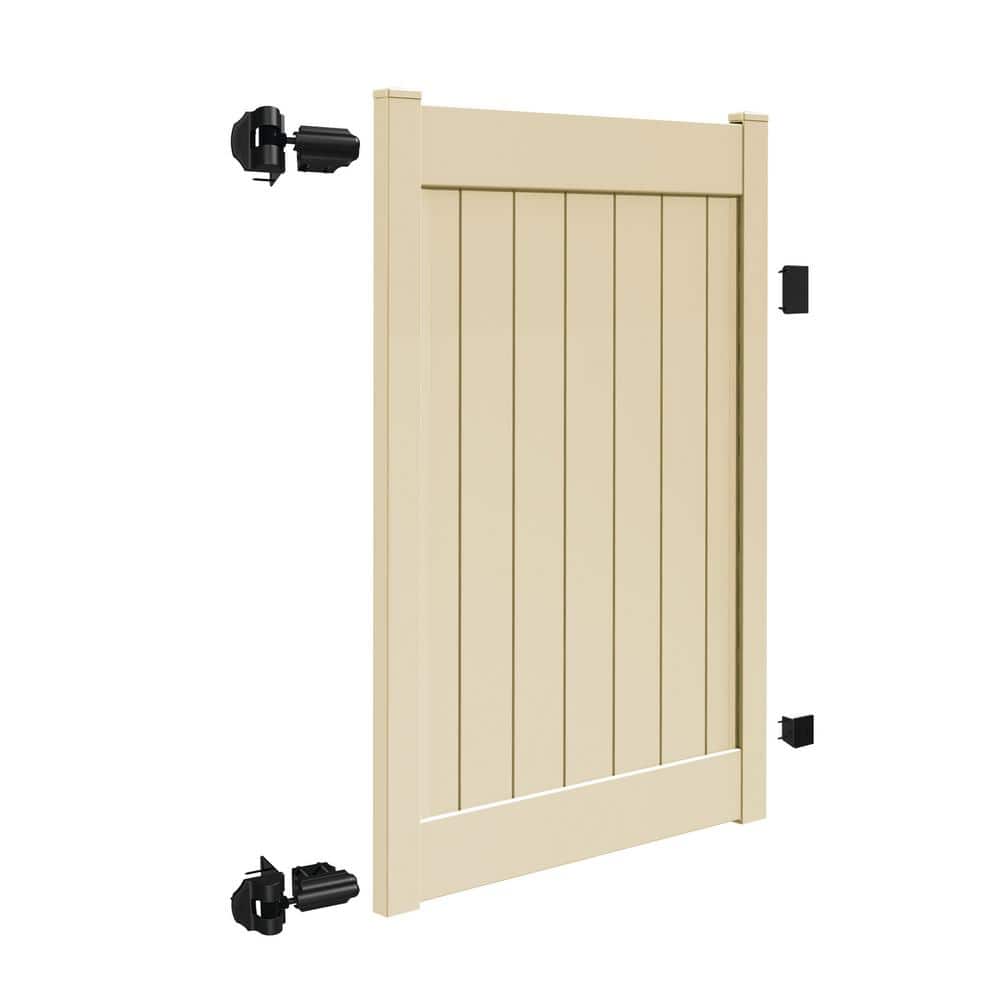 Veranda Linden 4 ft. W x 6 ft. H Sand Vinyl Un-Assembled Fence Gate ...