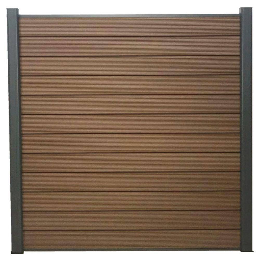 LH EP Complete Kit 6 ft. x 6 ft. Mocha WPC Composite Fence Panel w ...