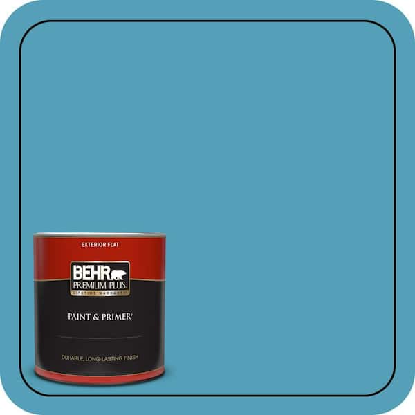 BEHR PREMIUM PLUS 1 qt. #M480-5A North Pole Blue Flat Exterior Paint ...