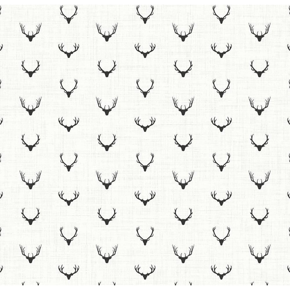 Seabrook Designs 56 sq. ft. Onyx Alaska Antlers Unpasted Wallpaper Roll ...