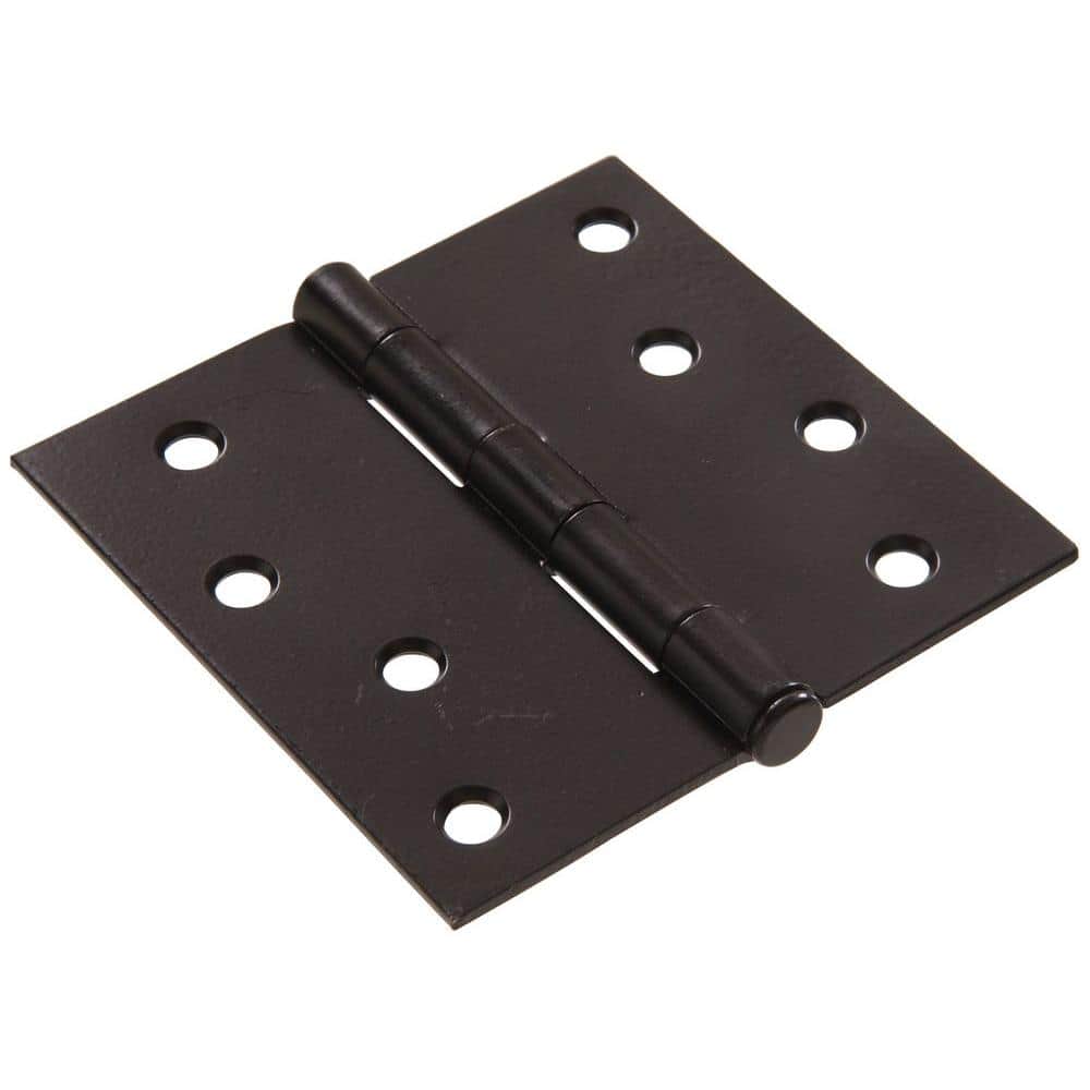 Hardware Essentials 4 in. Black Residential Door Hinge with Square Corner Removable Pin Full ...