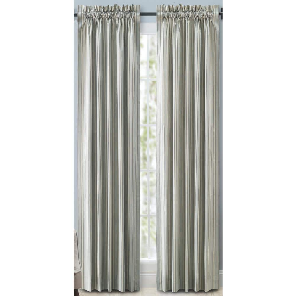 Ellis Curtain Springfield Stripe Black 82 in. W x 84 in. L Rod Pocket ...