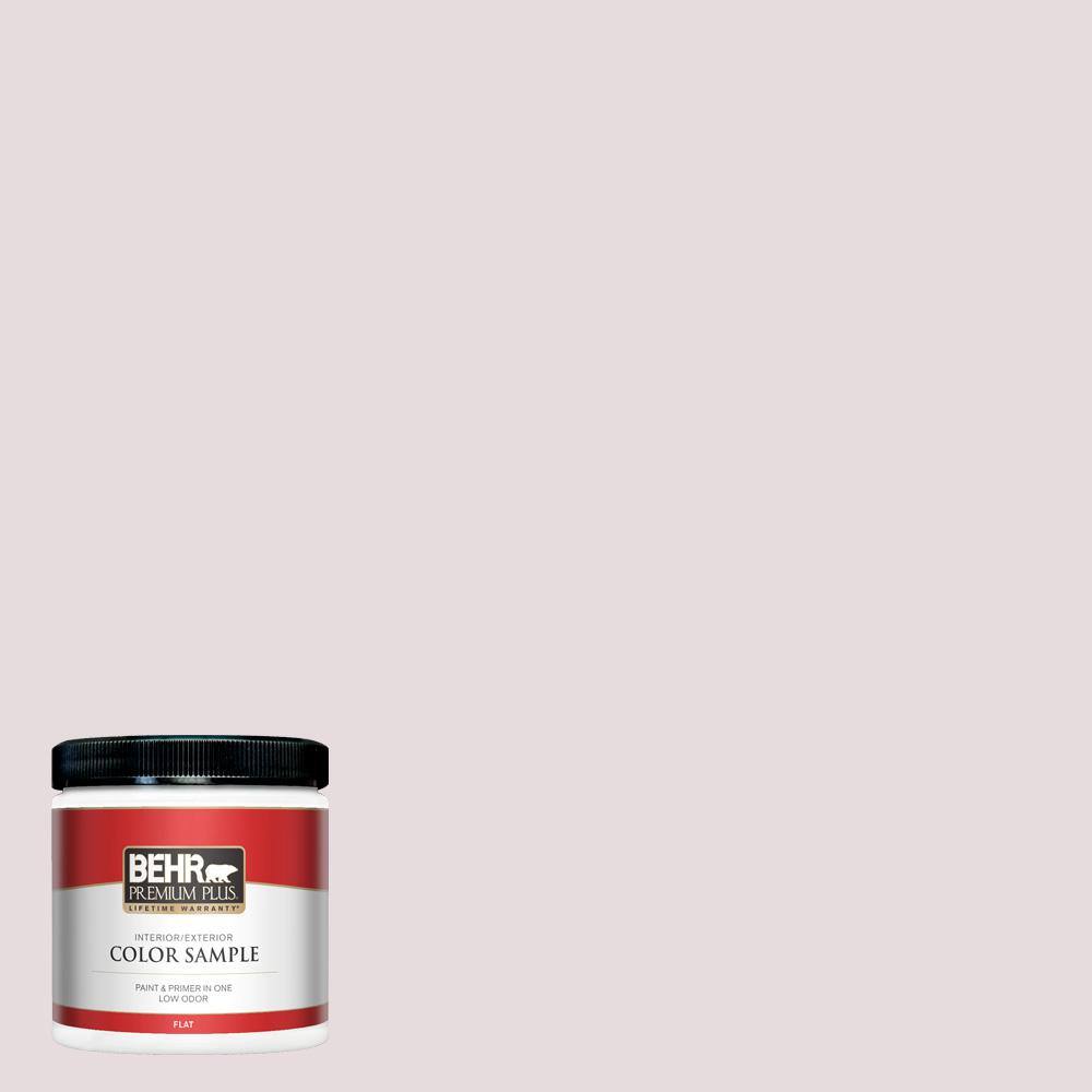 BEHR PREMIUM PLUS 8 oz. #100E-1 Coquette Flat Interior/Exterior Paint ...