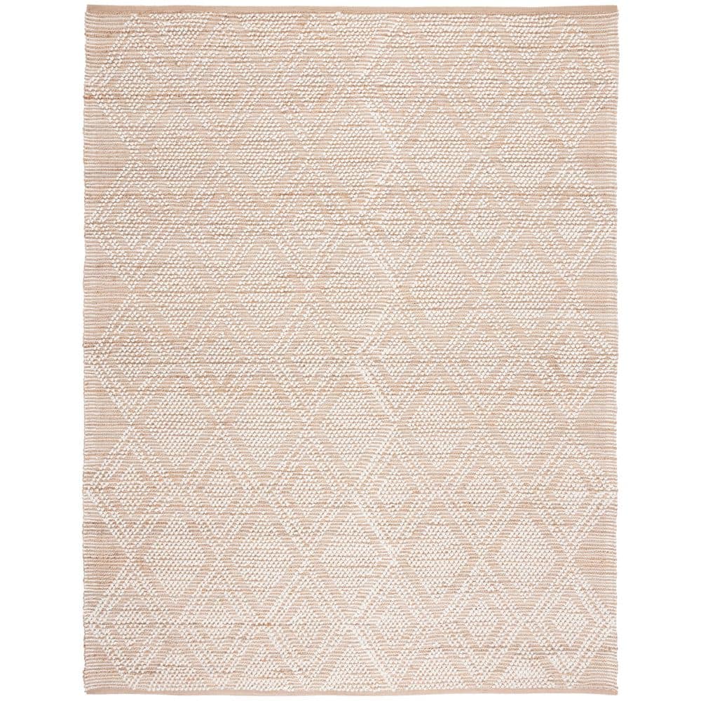 SAFAVIEH Natura 8 ft. x 10 ft. Natural/Ivory Diamond Striped High-Low ...