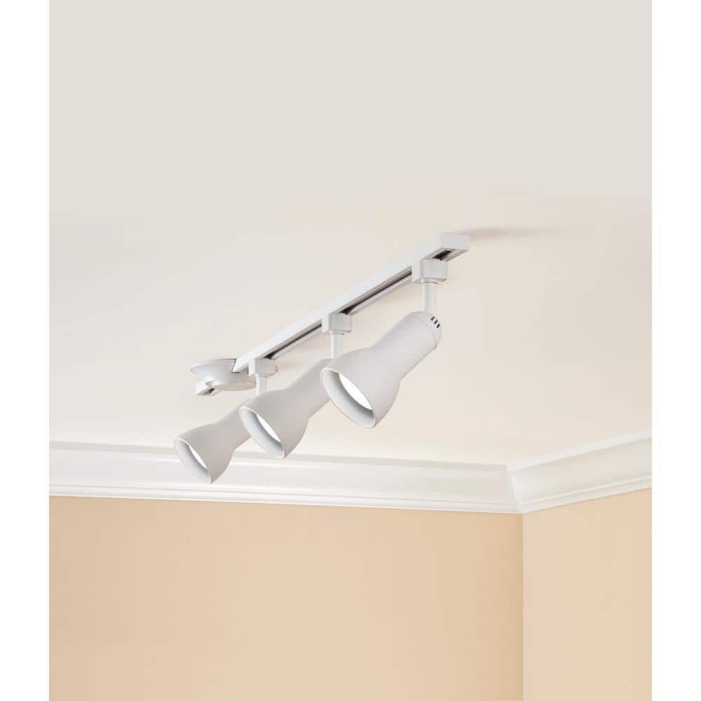 Hampton Bay 4 ft. White Hard Wired Linear Track Lighting Kit with R20 ...