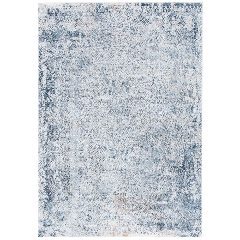 SAFAVIEH Parker 8 ft. x 10 ft. Blue/Taupe Distressed Geometric Area Rug ...