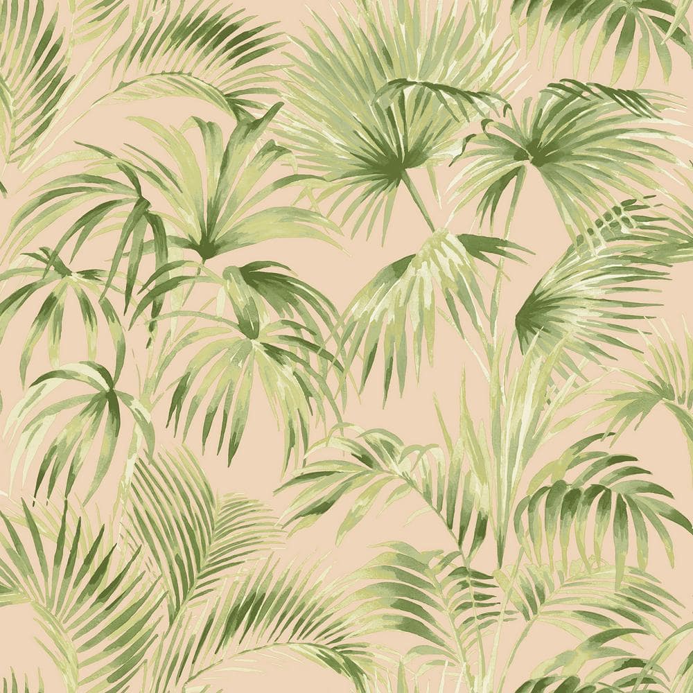 Chesapeake Manaus Pink Palm Frond Matte Paper Pre-Pasted Wallpaper ...