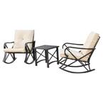 Patio Festival 3-Piece Metal Patio Rocker Conversation Set with Beige ...