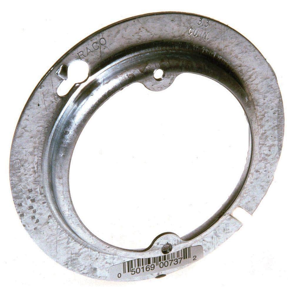 RACO 4 in. W Steel Metallic 1/2 in. Raised Round Cover with Open Ears 2 ...