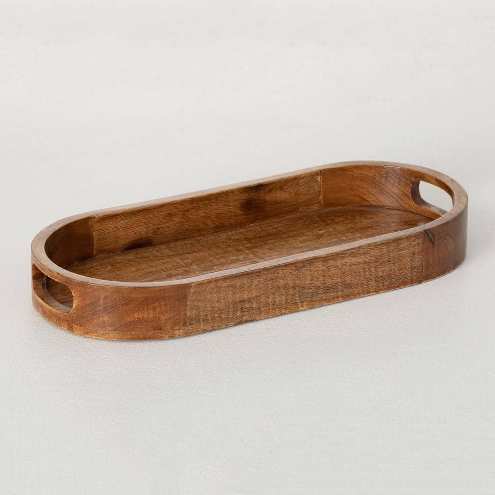 SULLIVANS 18 in. Oval Wooden Serving Tray N3015 - The Home Depot