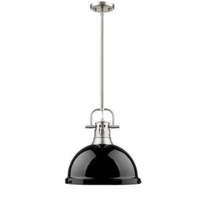 Golden Lighting Duncan 100-Watt 1-Light Pewter Pendant Light with Steel ...