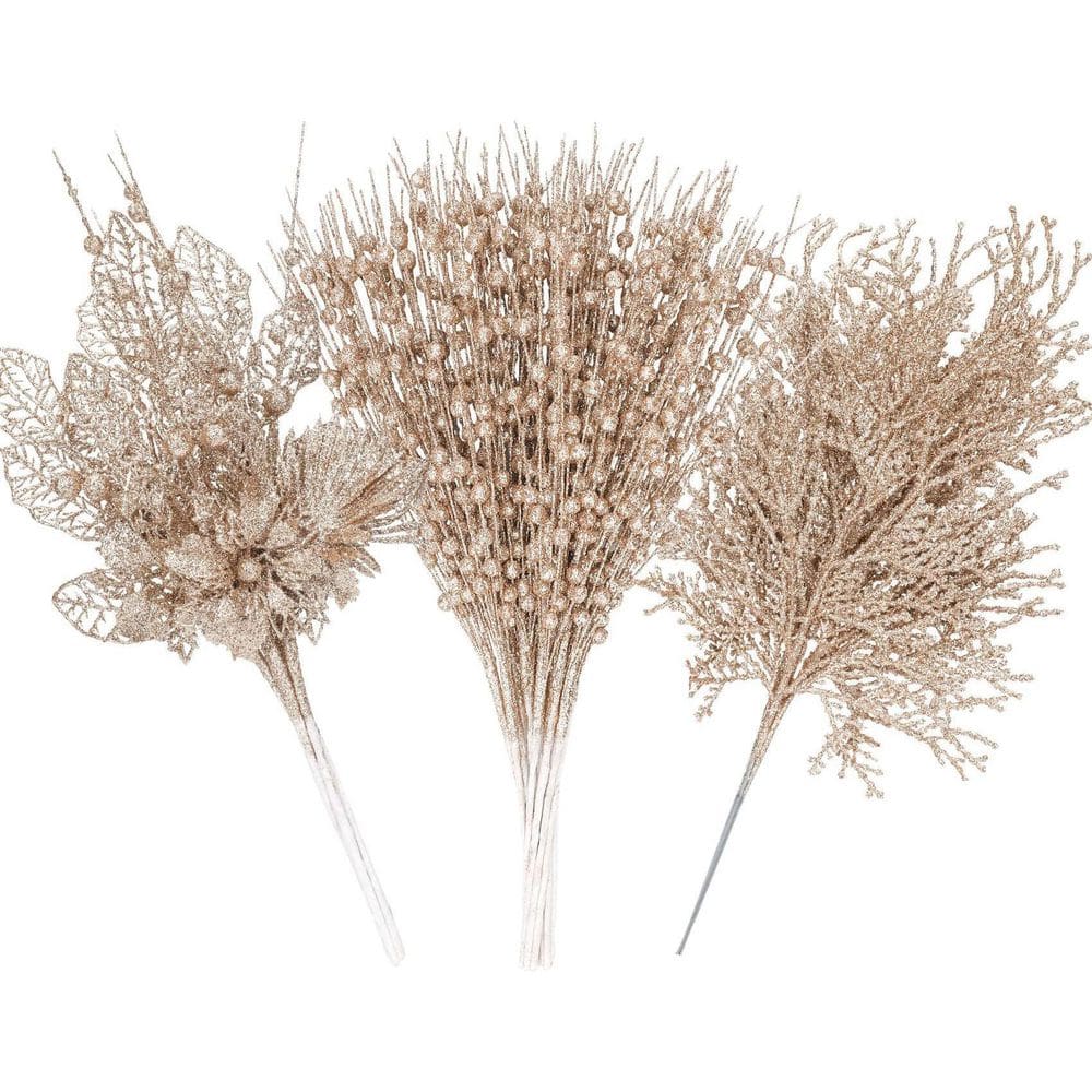 30 in. White Christmas Artificial Flowers and Foliage Glitter Berry ...