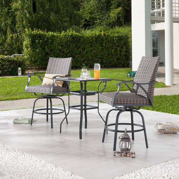 TOP SPACE 3-Piece Wicker Outdoor Bistro Set TP26518-19151 - The Home Depot