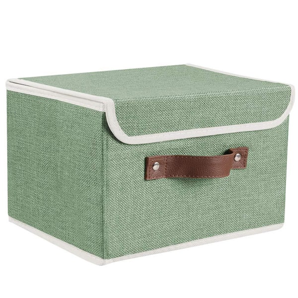 Afoxsos Collapsible Green Cotton Decorative Box with Lid 2-Pack ...