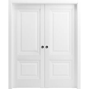Sartodoors 72 in. x 96 in. 2 Panel White Finished Solid Wood Sliding ...