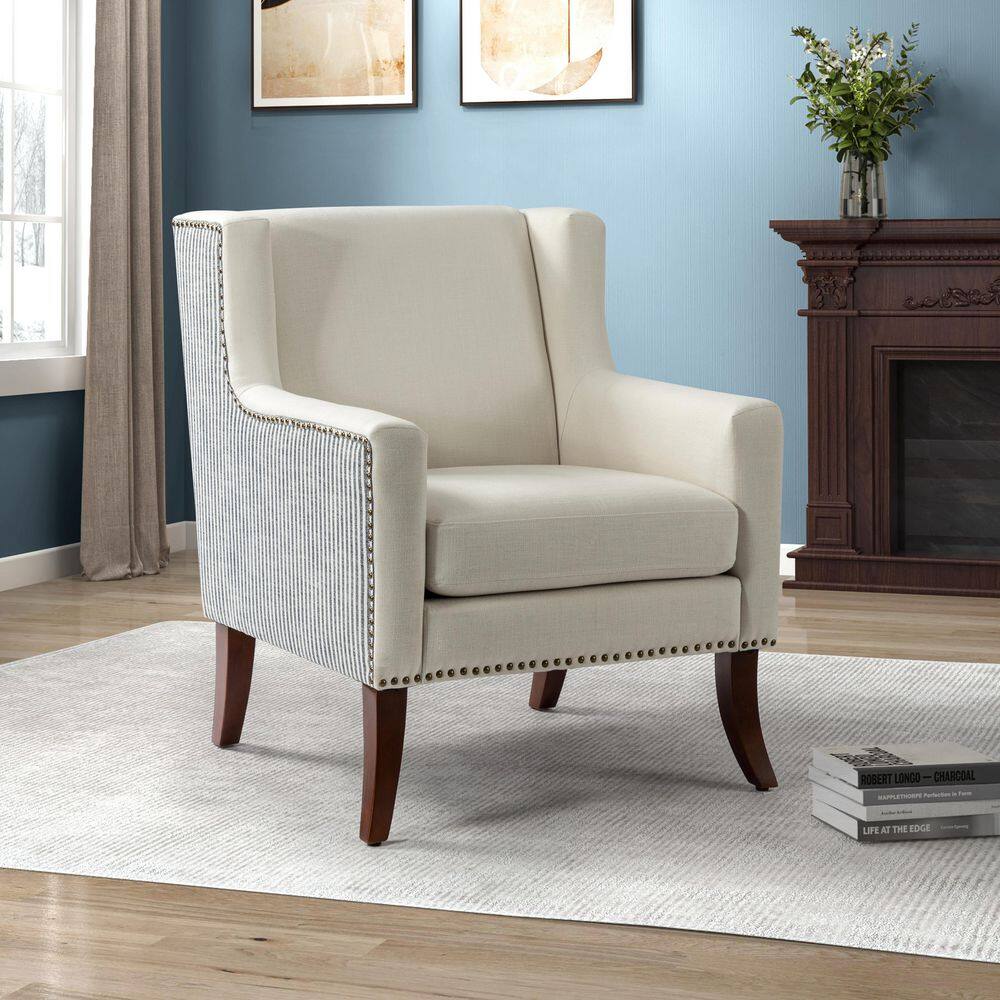 JAYDEN CREATION Gerry Navy Armchair with Trims CHWH0617-NAVY - The Home ...