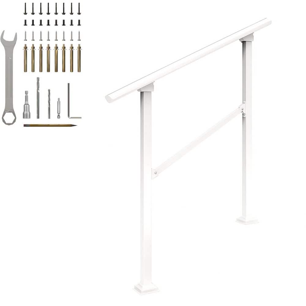 Afoxsos White Hand Rails for Outdoor Steps Porch Handrail Kit for ...