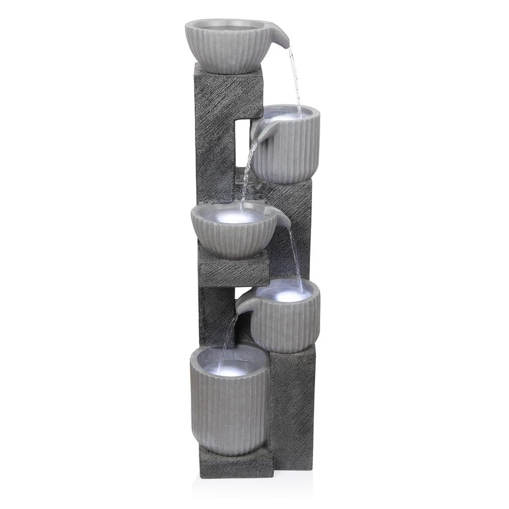 Alpine Corporation 40 in. Tall Outdoor 5-Tiered Pot Decorative ...