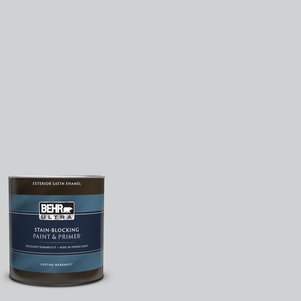 BEHR ULTRA 1 qt. #N510-1 Silver Shadow Satin Enamel Exterior Paint ...