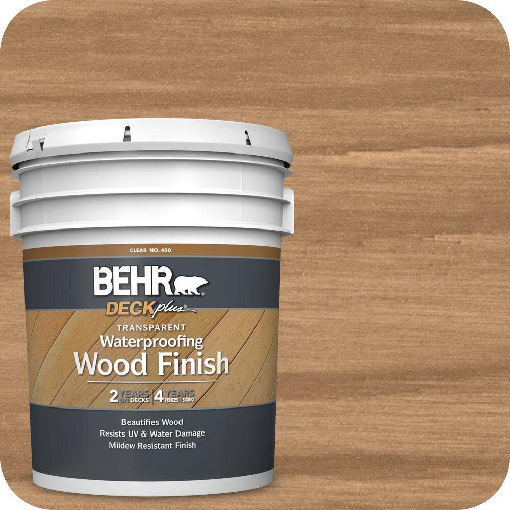 BEHR DECKplus 5 Gal. Natural Clear Transparent Waterproofing Exterior ...
