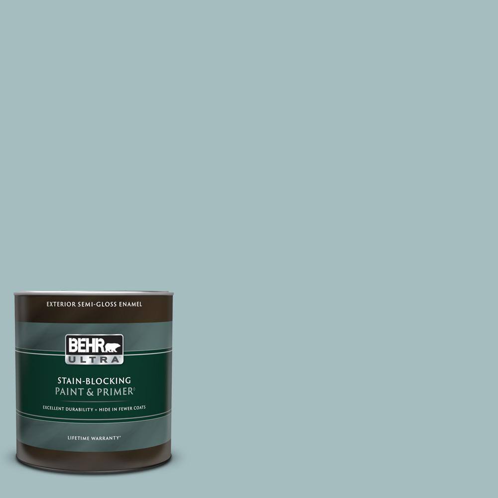 BEHR ULTRA 1 qt. #PPU13-13 Oslo Blue Semi-Gloss Enamel Exterior Paint ...