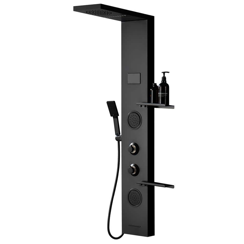 BWE 2-Jet Rainfall Shower Panel System with Rainfall Shower Head, Shelf ...