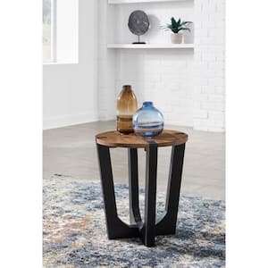 Signature DESIGN BY ASHLEY Chasinfield 24 in. Dark Brown Round Wood End ...