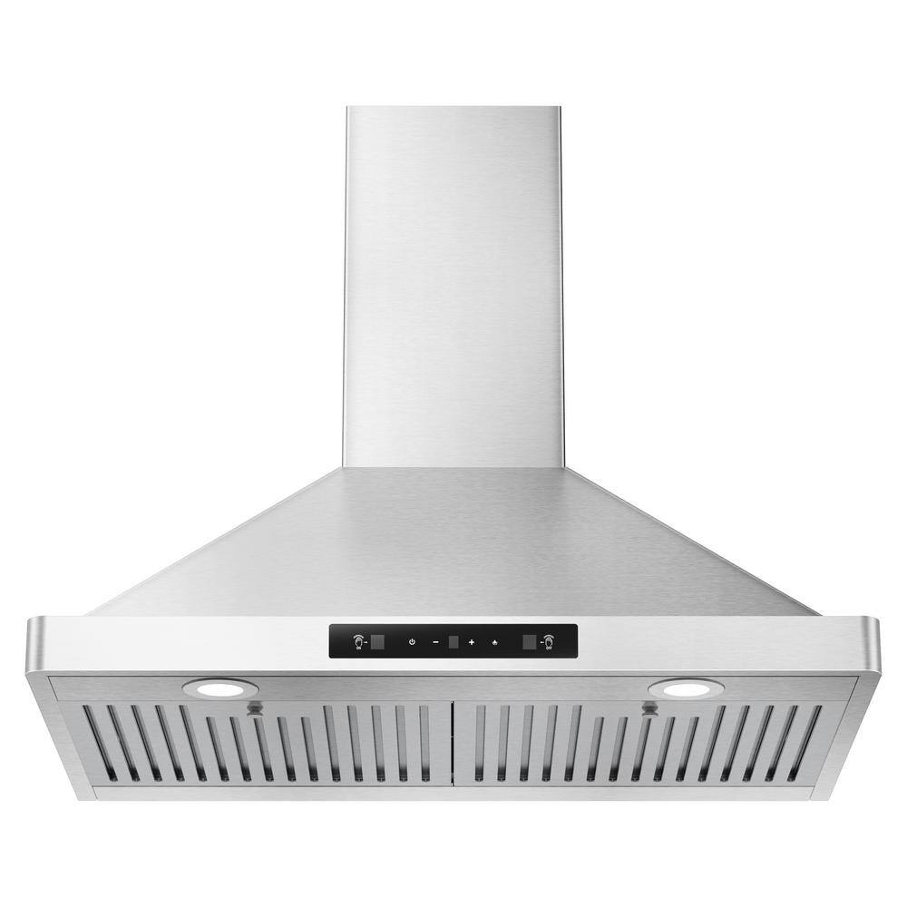 30 in. Ducted Wall Mounted Range Hood with One Motor, LED Screen Finger ...