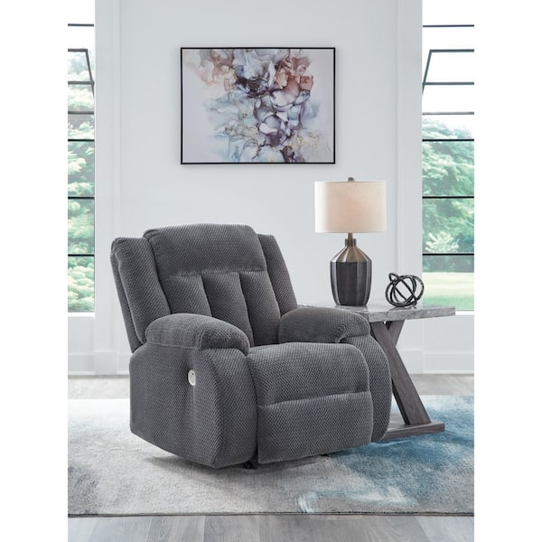 Signature DESIGN BY ASHLEY Free Wake Gray Velvet Overstuffed Rocker ...