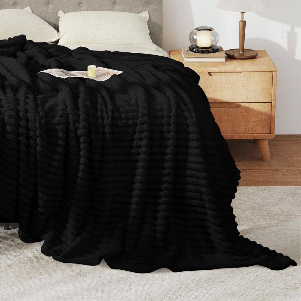 kayamas Black Unthemed Winter Warm Throw Blanket-Super Soft Cozy Fleece ...