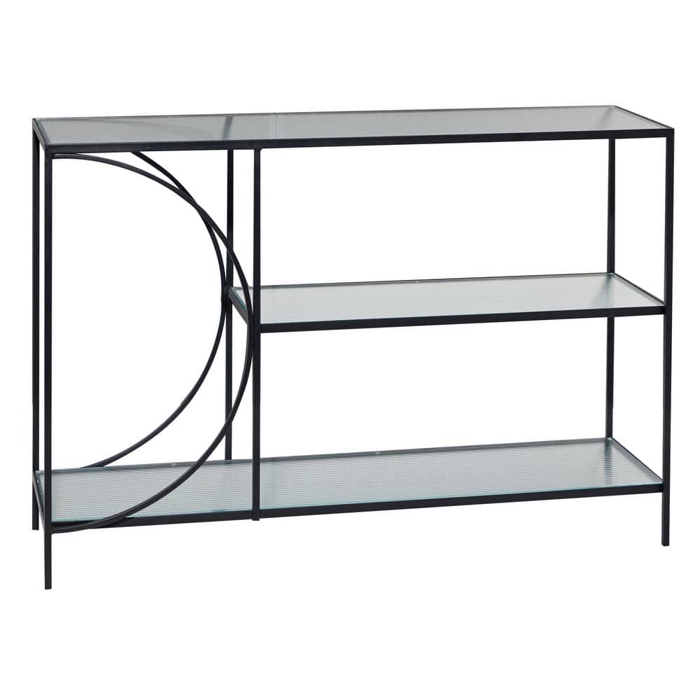 Litton Lane 48 in. Black Rectangle Metal Industrial Console Table 43301 ...