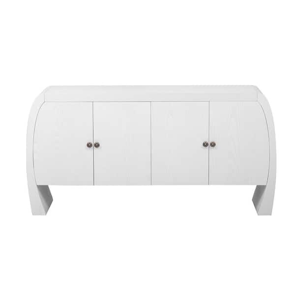 Clihome 30 in. Four-Door Navy Blue Storage Cabinet with Curved Legs ...