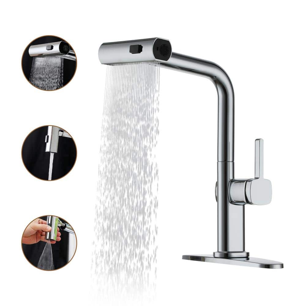 CASAINC Single Handle Pull Down Sprayer Kitchen Faucet with 3-Functions ...