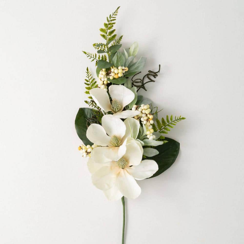 SULLIVANS 40 in. Artificial Magnolia, Fern Berry Spray MBSP - The Home ...