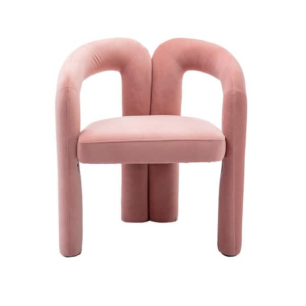 HOMEFUN Morden Pink Velvet Goat Shaped Accent Chair with Metal Frame ...