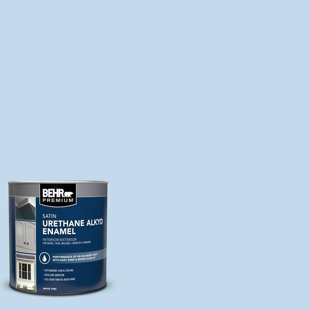BEHR PREMIUM 1 qt. #M520-2 After Rain Satin Enamel Urethane Alkyd Interior/Exterior Paint 790004 ...