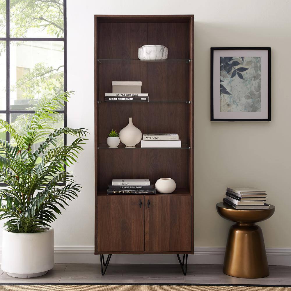 Walker Edison Furniture Company 68 in. Dark Walnut Mid-Century Modern ...