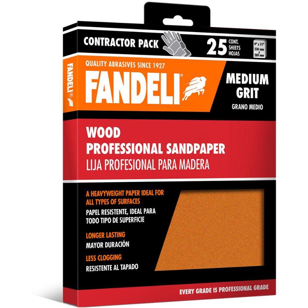 Fandeli 9 in. x 11 in. Medium Aluminum Oxide Sandpaper (25-Pack) 36011 ...